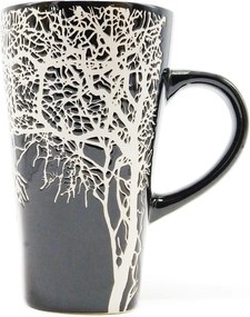 Kameninový hrnek Strom, 500 ml – vysoký, černý, severský minimalistický design