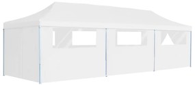 Skládací nůžkový stan s 8 bočními stěnami 3 x 9 m bílý,  48874