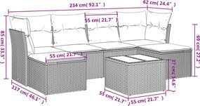 7dílná zahradní sedací souprava s poduškami černá polyratan 3249855
