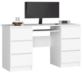 Počítačový stůl A-11 - bílá/bílá lesk