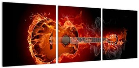 Obraz hořící kytara