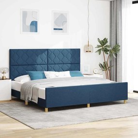 Rám postele s čelo Modrá 200 x 200 cm textil 3344836