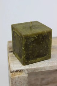 Zelená voňavá svíčka ve tvaru kostky 7cm