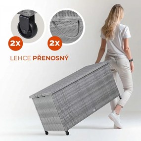 Polyratanový úložný box RICCO, 117x53x60cm, šedá Casaria