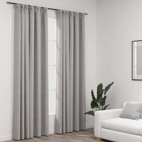 Zatemňovací závěsy s háčky vzhled lnu 2 ks šedé 140 x 245 cm 321174