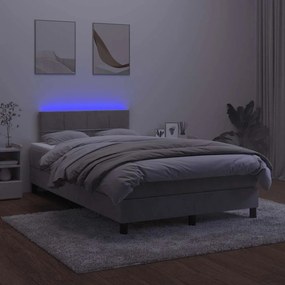 Box spring postel s matrací a LED světle šedá 120x190 cm samet 3270153