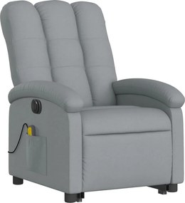 Elektrické zvedací masážní polohovací křeslo světle šedé textil 3204128