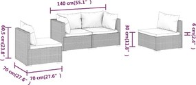 vidaXL 4dílná zahradní sedací souprava s poduškami polyratan [3102169] Barva: Hnědá a krémová