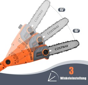 Costway Elektrická tyčová pila 212-286 cm víceúhlá řetězová pila