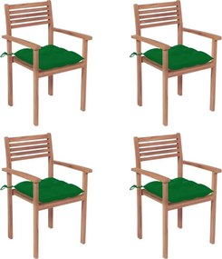 vidaXL Zahradní židle 4 ks podušky masivní teak [3062304] Barva: Červená