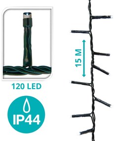 LED světelný řetěz s možností výběru velikosti a barvy - 120 LED, teplá bílá