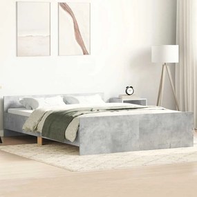 Rám postele s hlavovým a nožním čelem betonově šedý 140x190 cm 3203785