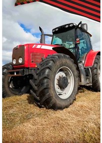 TipTrade Bavlněné povlečení 140x200 + 70x90 cm - Červený traktor na poli