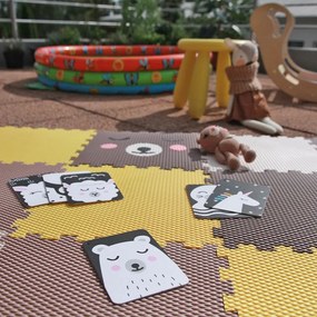 Vylen Hrací pěnové puzzle do dětského pokoje 16 dílů ŽLUTO-HNĚDÉ