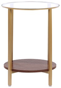 Odkládací stolek se skleněnou deskou tmavé dřevo/zlatý LIBBY Beliani