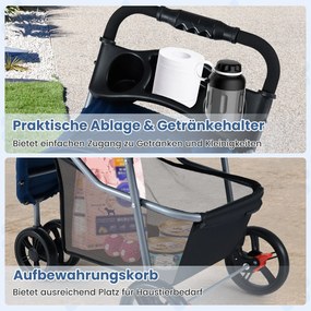Costway Skládací kočárek pro kočky Lehký kočárek pro kočky s nastavitelnou
