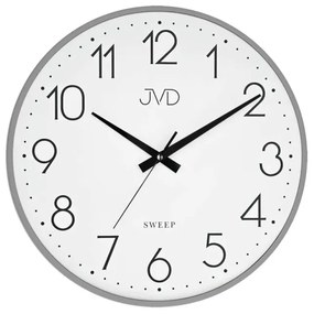 JVD Šedé nástěnné kovové netikající tiché hodiny JVD HK4169.2