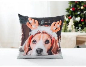 Carbotex Vánoční povlak na polštářek 40 × 40 cm – Pejsek Beagle