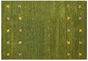 Vlněný koberec gabbeh 160 x 230 cm zelený YALAFI Beliani