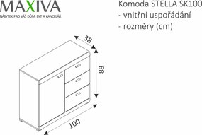 MAXIVA Komoda - STELLA SK100, dub riviéra / bílá