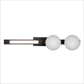 Nástěnné svítidlo Magnet2, 2x bílé skleněné stínítko + 1x LED 13W, b