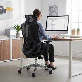 Kancelářská ergonomická židle Neoseat TIYA — černá, nosnost 150 kg