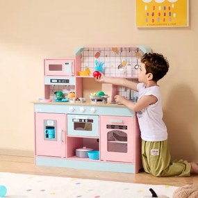 Kuchyňská hrací sada Hračka pro děti předstírat vaření, 24dílné doplňky růžové