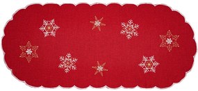 Forbyt Vánoční ubrus Vločky červená, 40 x 90 cm