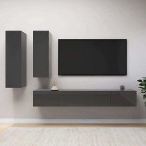 vidaXL 4dílný set TV skříněk dřevotříska [3078733] Barva: Betonová šedá
