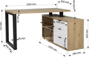 ADRK Furniture Rohový stůl MARO II