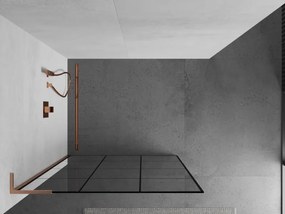 Mexen Kioto L, sprchová zástěna Walk-In 120 x 200 cm, 8mm čiré sklo černý vzor, ​​měděný matný profil, 800-120-103-65-77