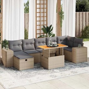 5dílná zahradní sedací souprava podušky béžová polyratan akácie 3328095