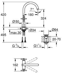 Grohe Atrio - Umyvadlová 1-otvorová baterie, kartáčovaný Hard Graphite 21044AL3