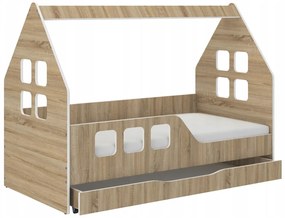 Dětský domeček na postel se šuplíkem 160 x 80 cm v dekoru dub sonoma levý