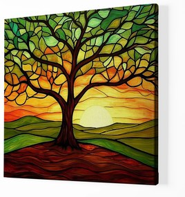 Obraz na plátně - Strom života Slunce v cípu FeelHappy.cz Velikost obrazu: 120 x 120 cm