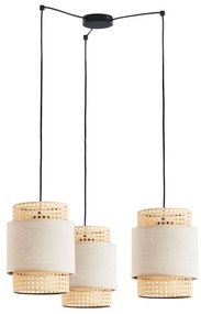 TK LIGHTING Lustr - BOHO 6303, 230V/15W/3xE27, béžová/slámová/černá