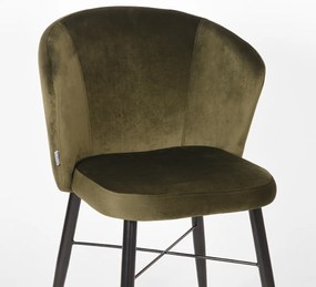 LABEL51 Sametová jídelní židle WAVE zelená Color: Army green UK-30.170