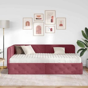Rohový rám postele Víno Červené 90 x 200 cm textil 3394048
