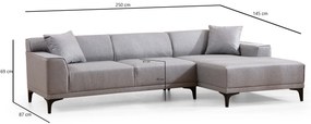 Hanah Home Rohová pohovka PETRA světle šedá pravá 560ARE1608