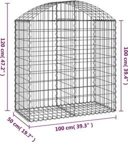 Klenutý gabionový koš 100 x 50 x 100/120 cm pozinkované železo 153435