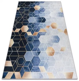 Dywany Luszczow Kusový koberec ANDRE pratelný 1216 Krychle, geometrický protiskluz, modrý Rozměr koberce: 120 x 170 cm