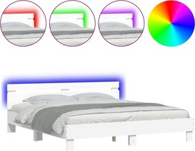 Rám postele s čelem a LED osvětlením bílý 200 x 200 cm 3207518