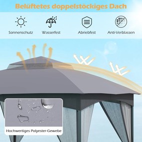 Costway Pavilon s moskytiérou 4 pytle s pískem a dvojitá střecha vodotěsný