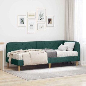 Rohový rám postele Tmavě zelená 80 x 200 cm textil 3394105