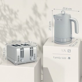 HOMCOM Sada konvice a toustovače, 1,7 l 2200 W rychlovarná konvice s termostatem