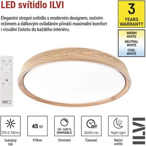 EMOS Stropní LED svítidlo ILVI s dekorem dřeva 500mm 45W CCT s DO ZM5161