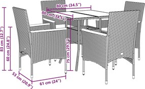 5dílný zahradní jídelní set a podušky béžový polyratan a akácie 3278702