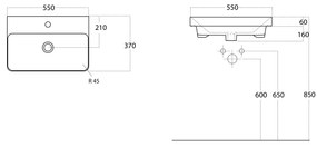 Sapho, THALIE 55 nábytkové umyvadlo 55x37 cm, TH11055