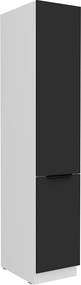 ARIA bc | vysoká skříňka 40 DK-210 2F potravinová s policemi | 40 cm | ANTI FINGERPRINT povrch | bílá/černá
