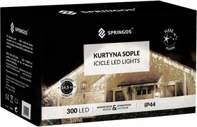 LED krápníky - 14,5m, 300LED, IP44, studená bílá + záblesky